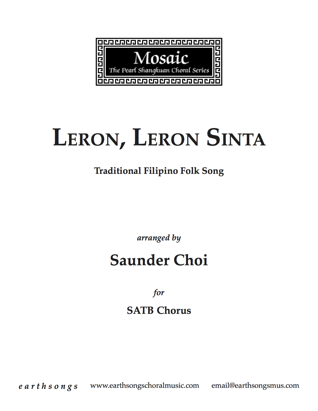 Leron, Leron Sinta | Saunder Choi - composer, conductor and tenor